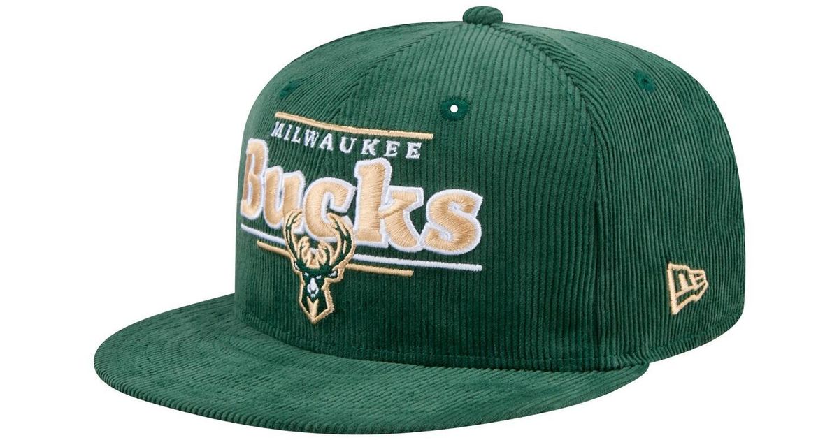 KTZ Milwaukee Bucks Throwback Display Corduroy 9fifty Snapback Hat in ...