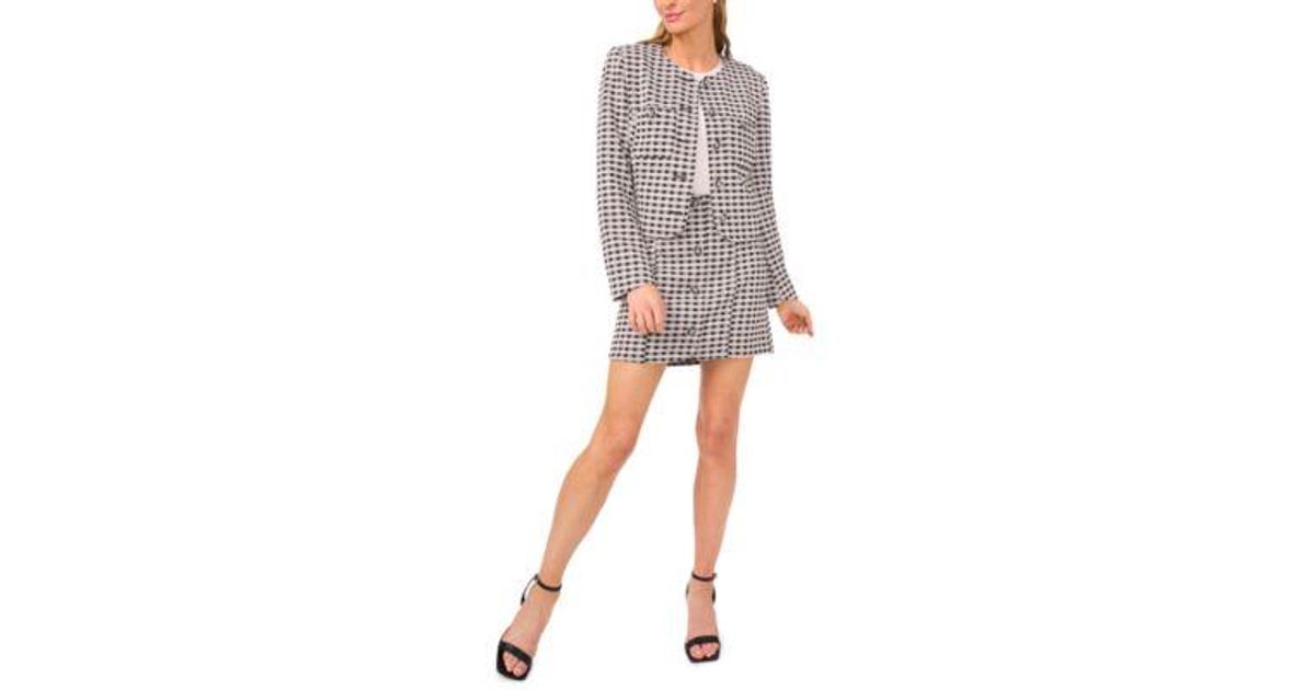 Cece Gingham Jacket Knit Mini Skirt in Gray | Lyst