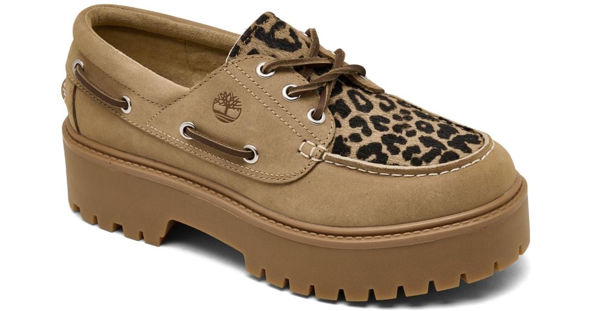 Timberland Stone Street 3-eye Leopard Print Platform Boat Shoes From ...