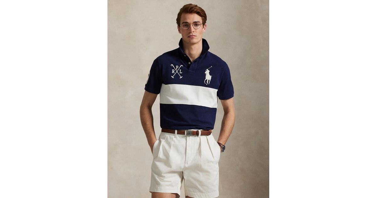 Polo Ralph Lauren Custom Slim Fit Big Pony Mesh Polo Shirt in Blue for Men | Lyst