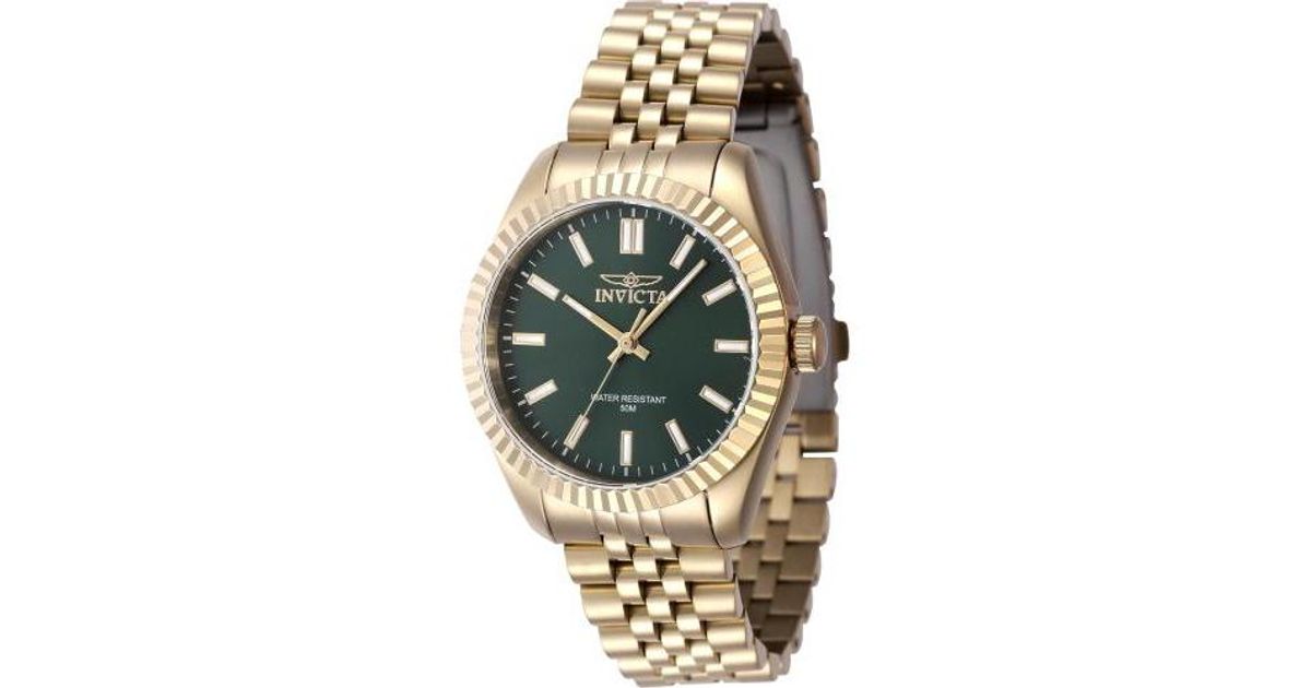 INVICTA WATCH 47505 Specialty Quartz 3 Hand Green Dial Watch in Black ...