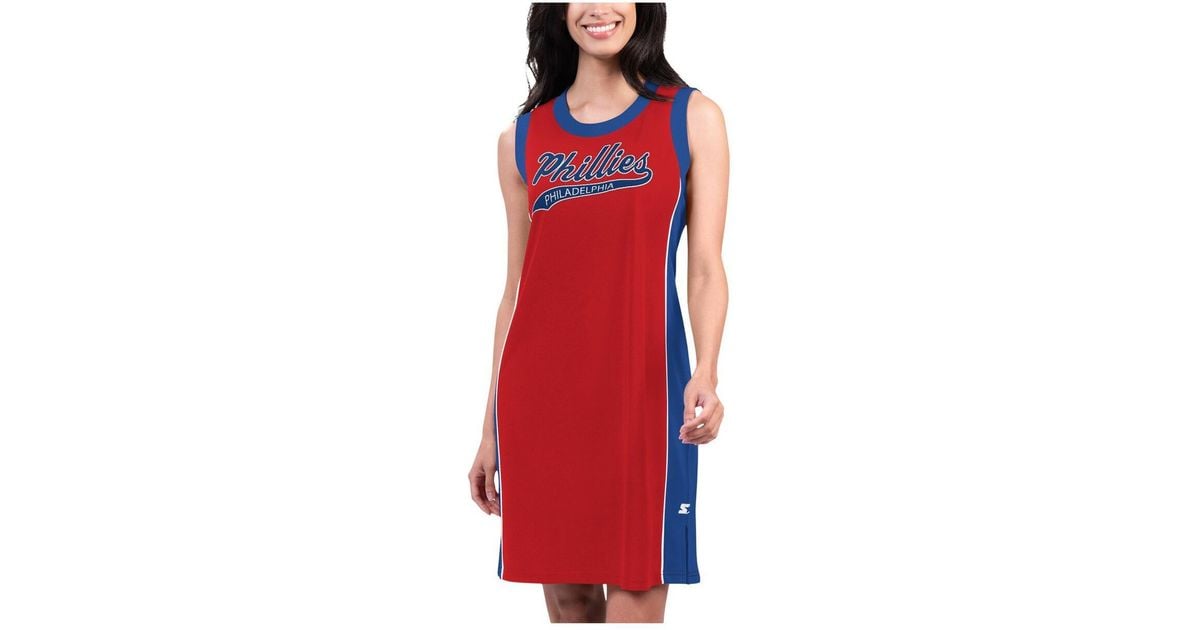 Starter Red Philadelphia Phillies Slam Dunk Tank Sneaker Dress | Lyst