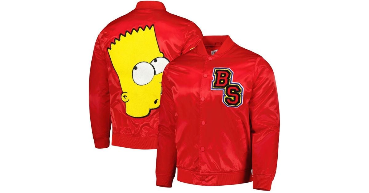 FREEZE MAX The Simpsons Bart Simpson Satin Full-snap Jacket in Red for ...