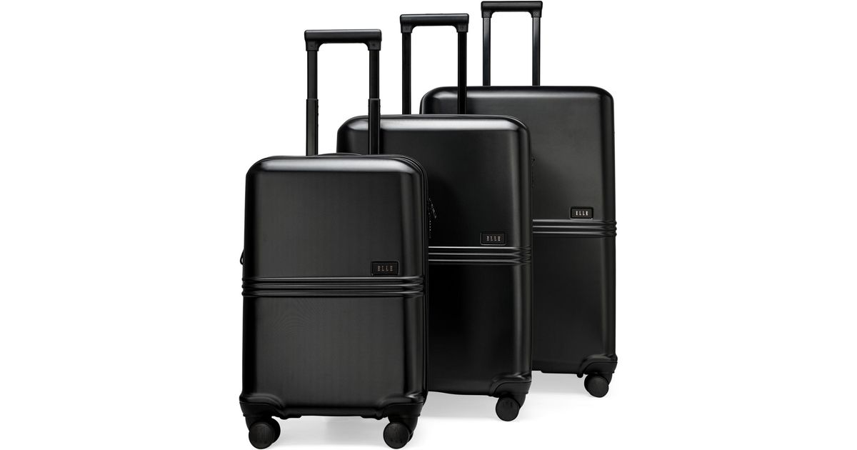 Elle Expedition 3-piece Expandable Retro Spinner luggage Set in Black ...