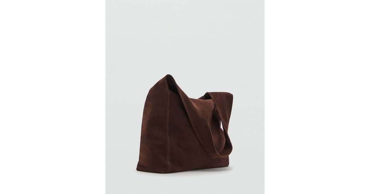 Mango Suede Shoulder Bag in Brown | Lyst