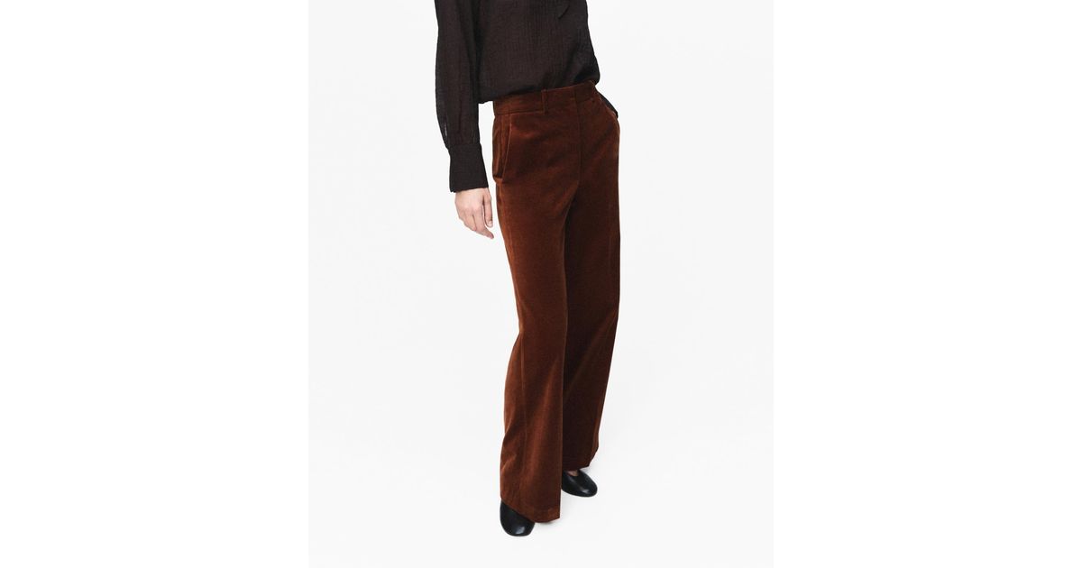 Mango Velvet Suit Pants in Brown | Lyst