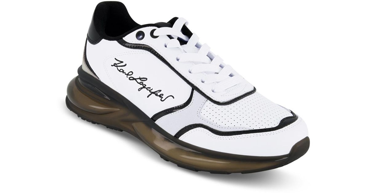 Karl Lagerfeld Embroidered Signature Logo Running Sneakers in White for ...