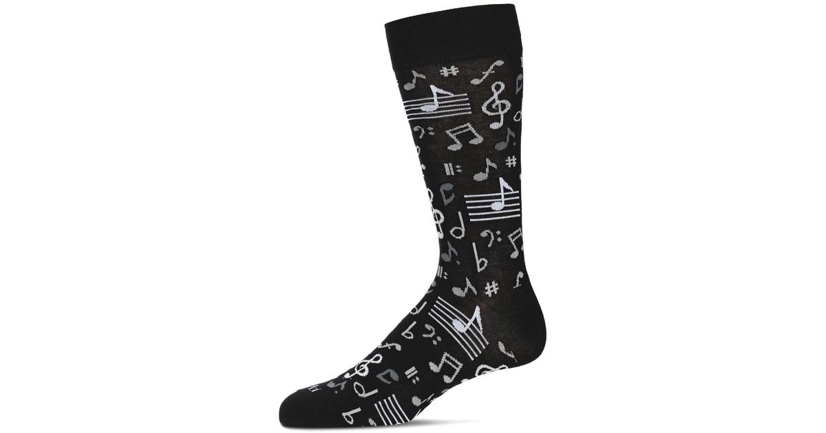 Memoi Musical Notes Novelty Crew Socks in Black for Men | Lyst