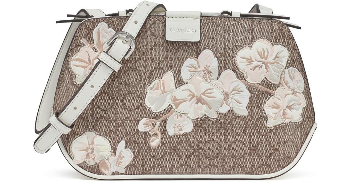 Calvin Klein Audrey Floral Logo Emboss Crossbody | Lyst