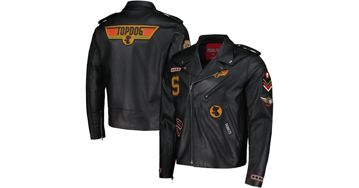 FREEZE MAX Snoopy Peanuts Graphic Biker Full-zip Jacket in Black for ...