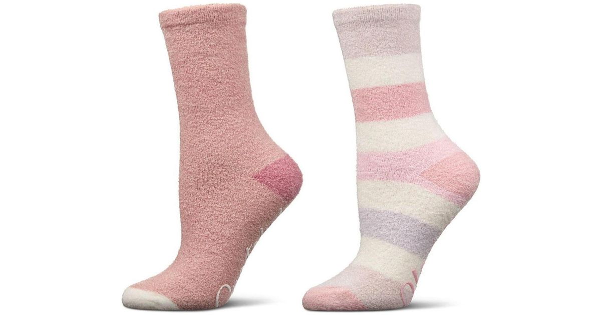 Memoi 2 Pair Pack Aloe Infused Non-skid Spa Socks Bws1000 in Pink | Lyst