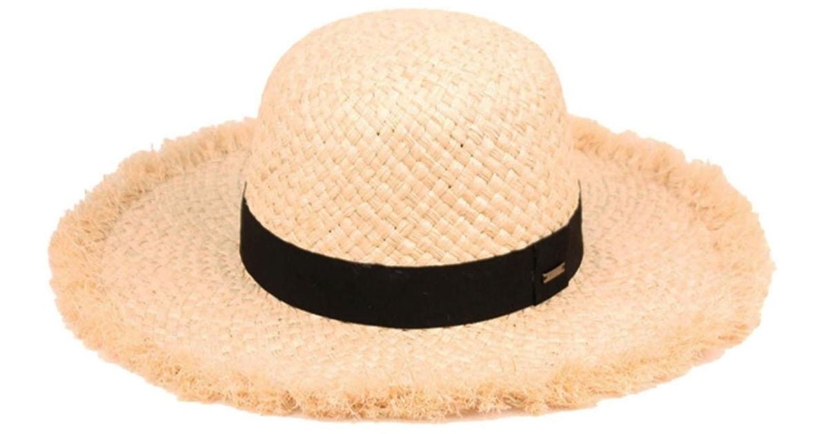 Epoch Hats Company Raffia Straw Raw Edge Floppy Hat in Natural | Lyst
