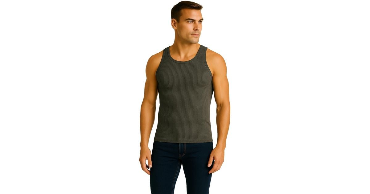 Galaxy By Harvic Heavyweight Ribbed Tank Top in Green for Men | Lyst