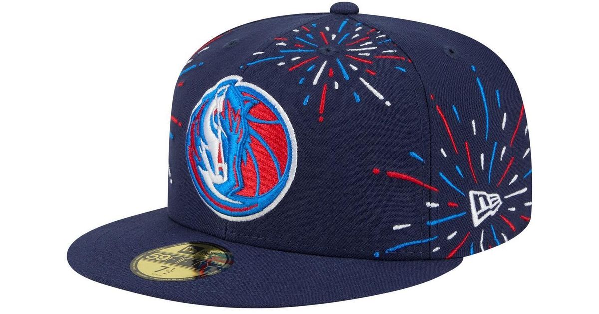 KTZ Dallas Mavericks Americana Fireworks 59fifty Fitted Hat in Blue for ...