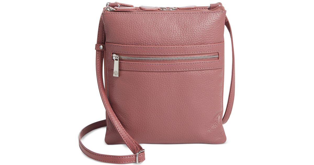 Giani Bernini Triple-zip Pebble Leather Dasher Crossbody in Red | Lyst
