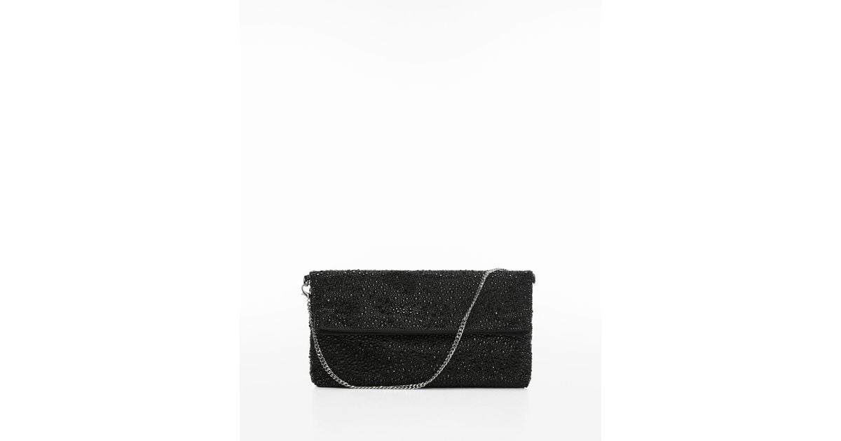 Mango Crystals Detail Chain Bag in Black | Lyst
