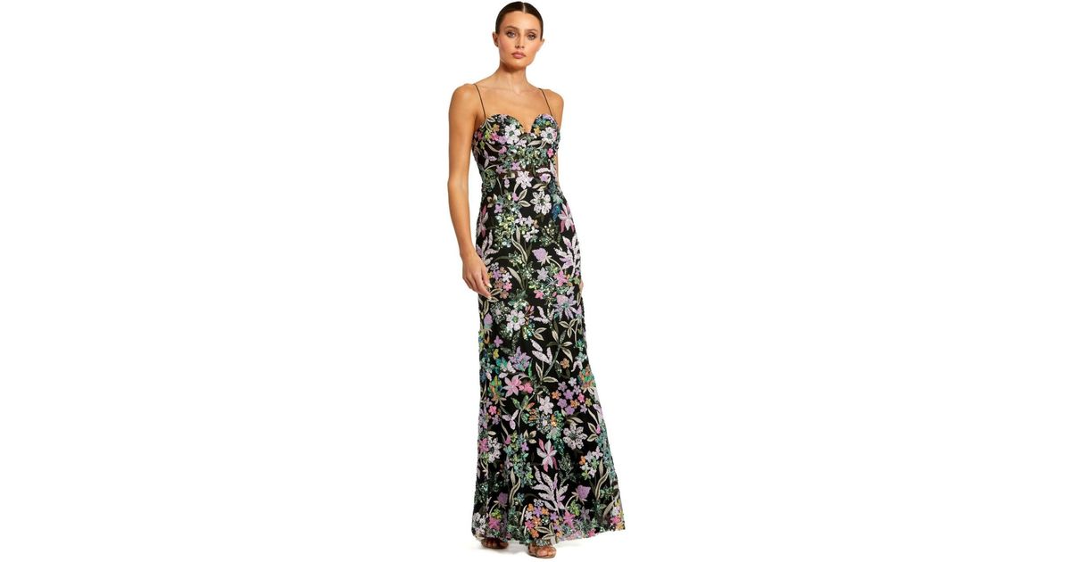 Mac Duggal Spaghetti Strap Bustier Embroidered Applique Gown in White ...