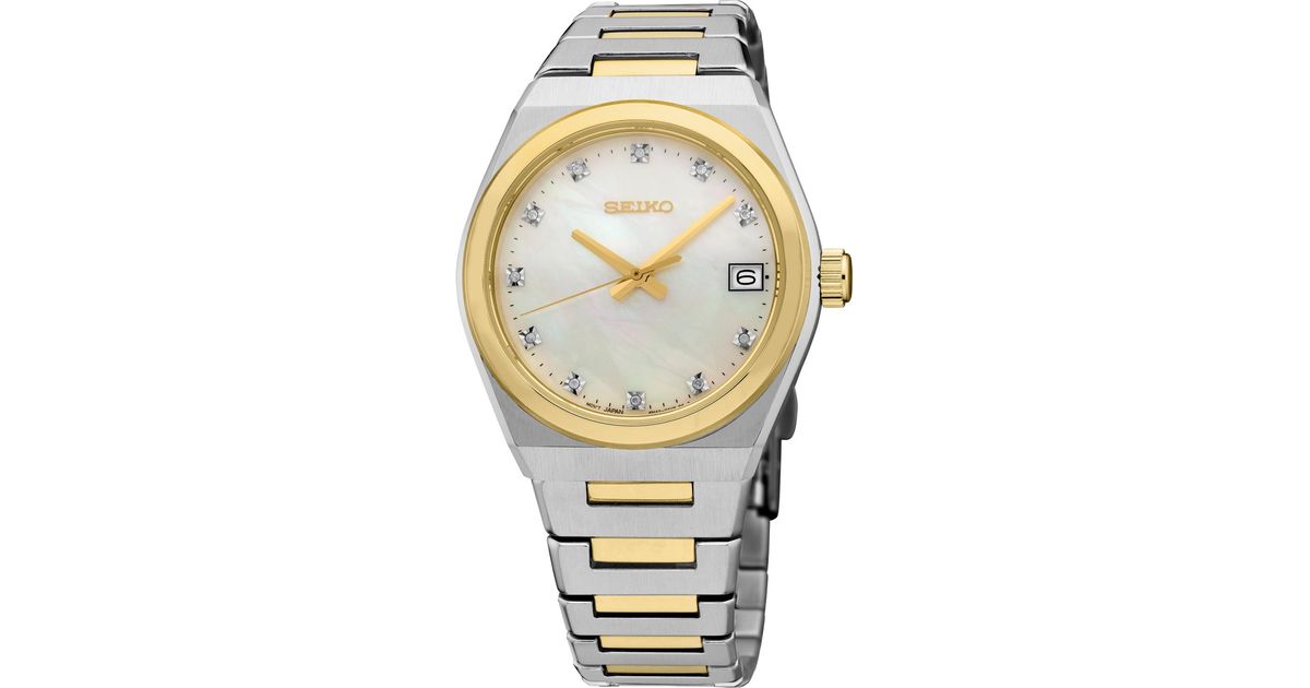Seiko Diamonds Quartz Silver Stainless Steel Watch in Metallic | Lyst