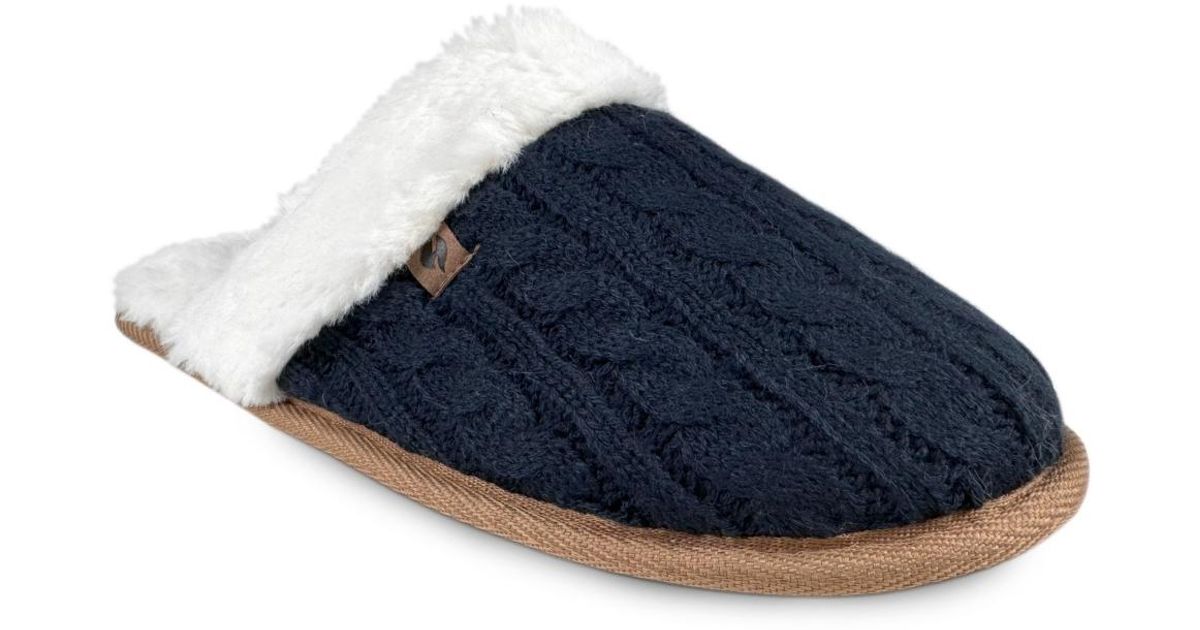 Heat Holders Aria Faux Fur Scuff Slippers in Blue | Lyst