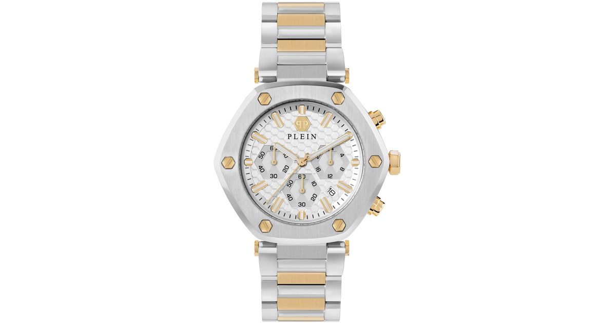 Philipp Plein The Hexagon Chronograph Two-tone Stainless Steel Bracelet ...