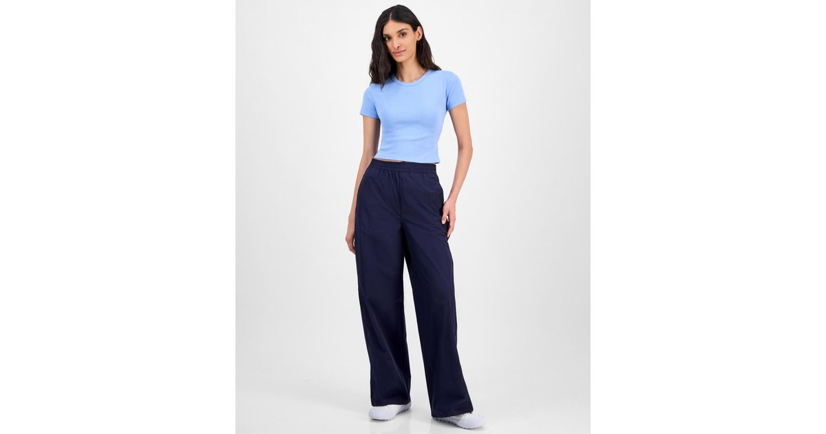 HUGO Pull-on Wide-leg Pants in Blue | Lyst