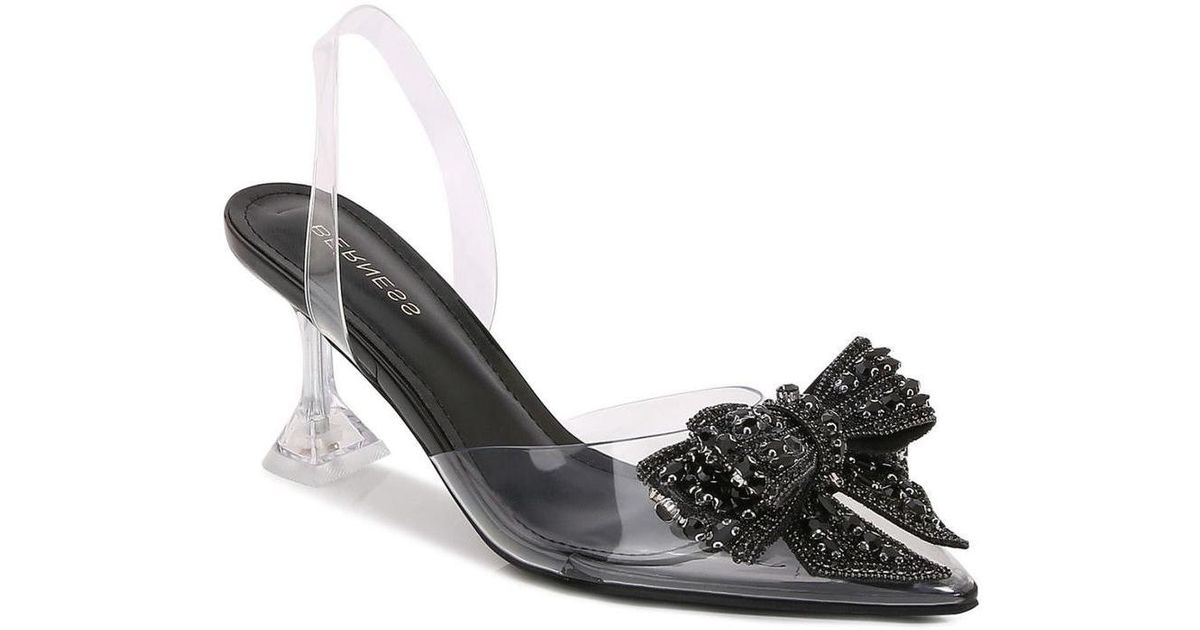 BERNESS Nina Crystal Bow Heels in Black | Lyst
