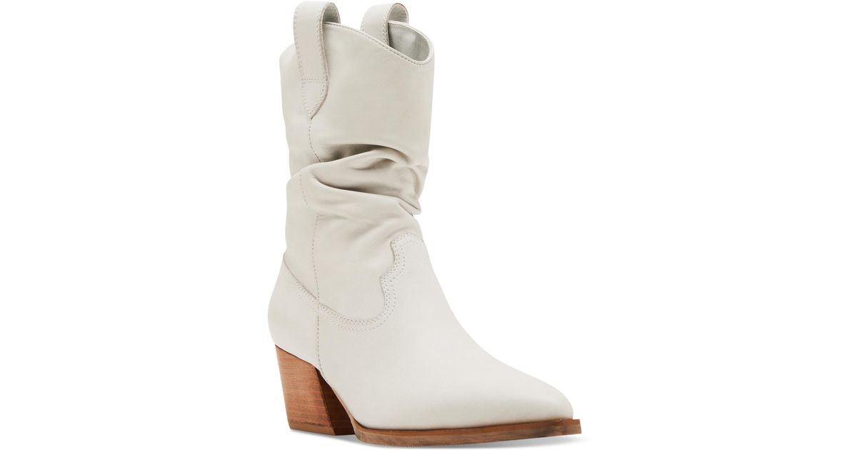 Steve Madden Taos Slouchy Pointed-toe Western Boots in White | Lyst
