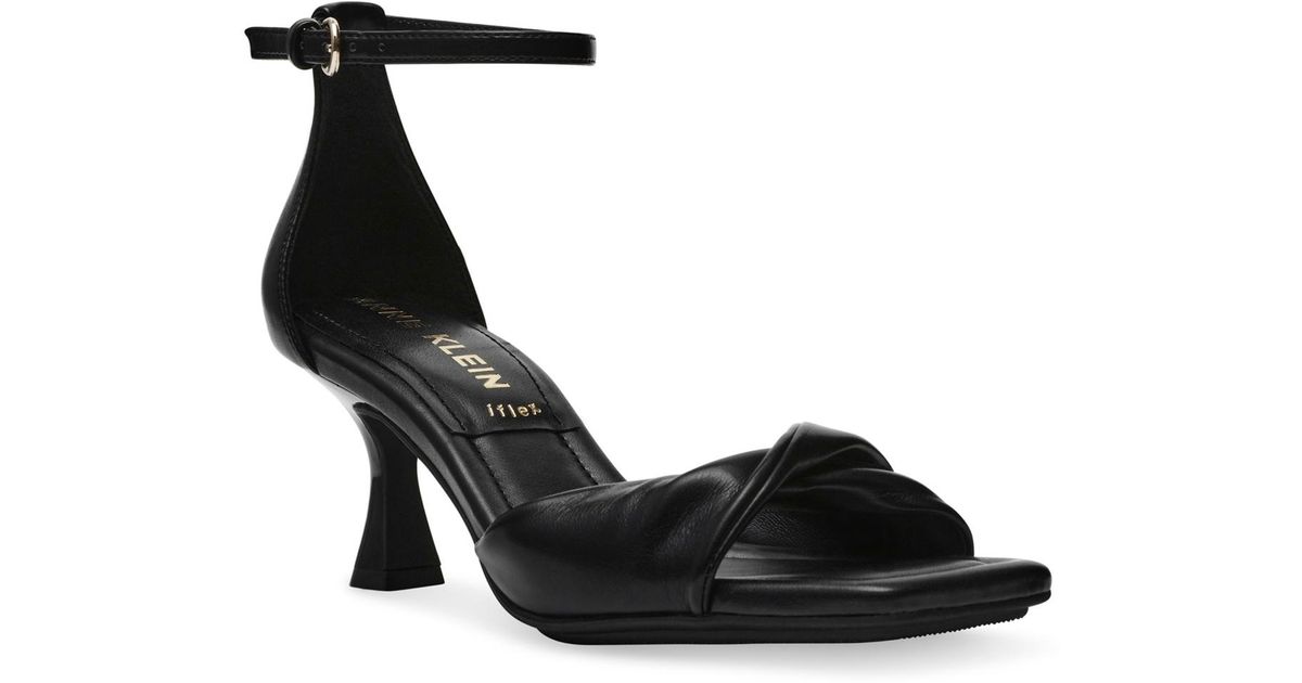 Anne Klein Jessie Ankle Strap Two Piece Dress Sandals in Black | Lyst