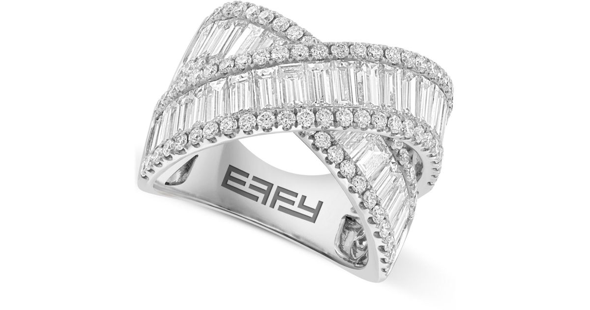 Effy Effy Lab Grown Diamond Baguette & Round Crossover Statement Ring ...
