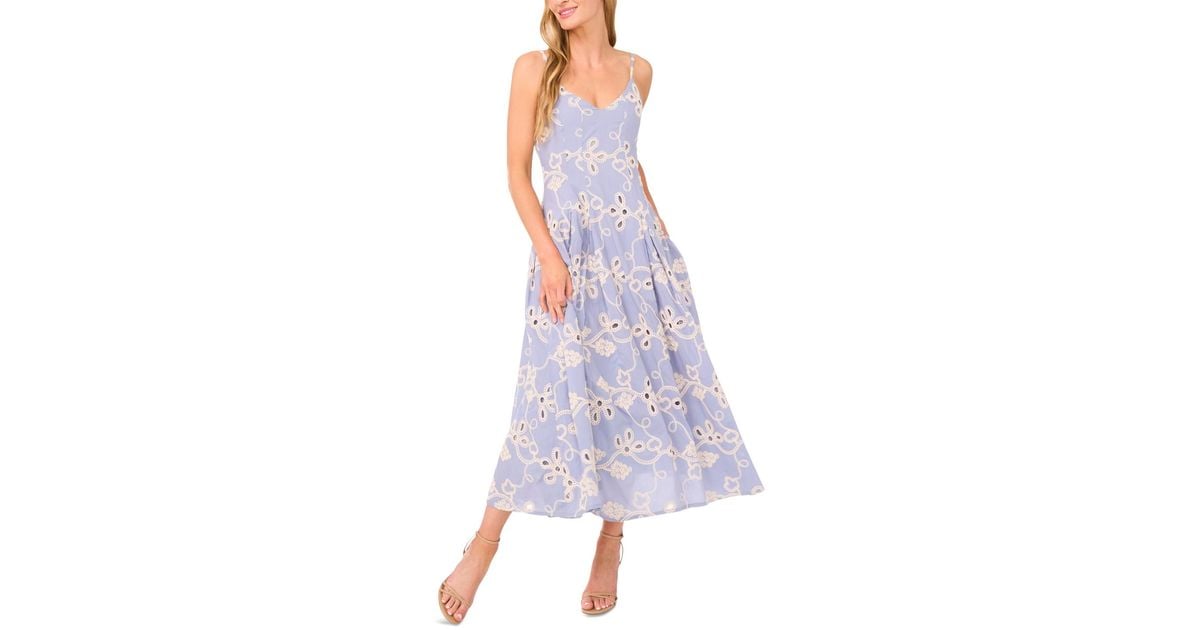 Cece Maxi A-line Embroidered Dress in Purple | Lyst