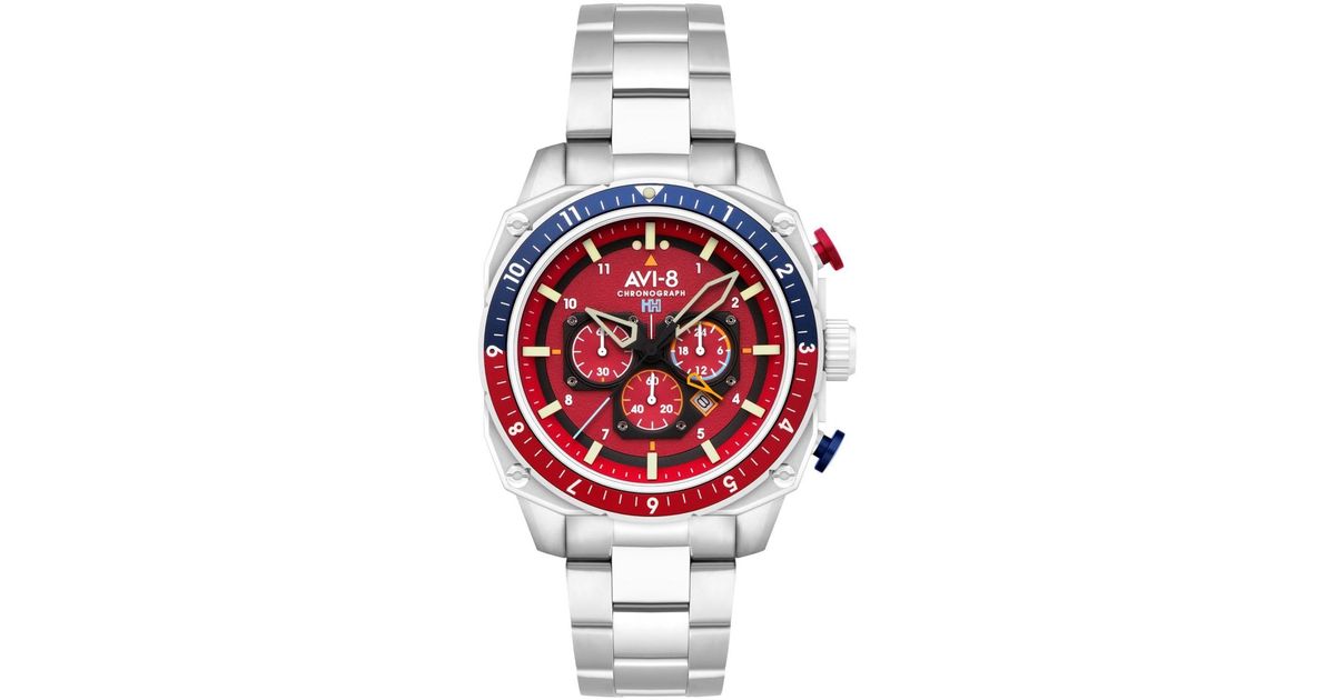 AVI-8 Hawker Hunter Atlas Dual-time Chronograph Solid Stainless Steel ...