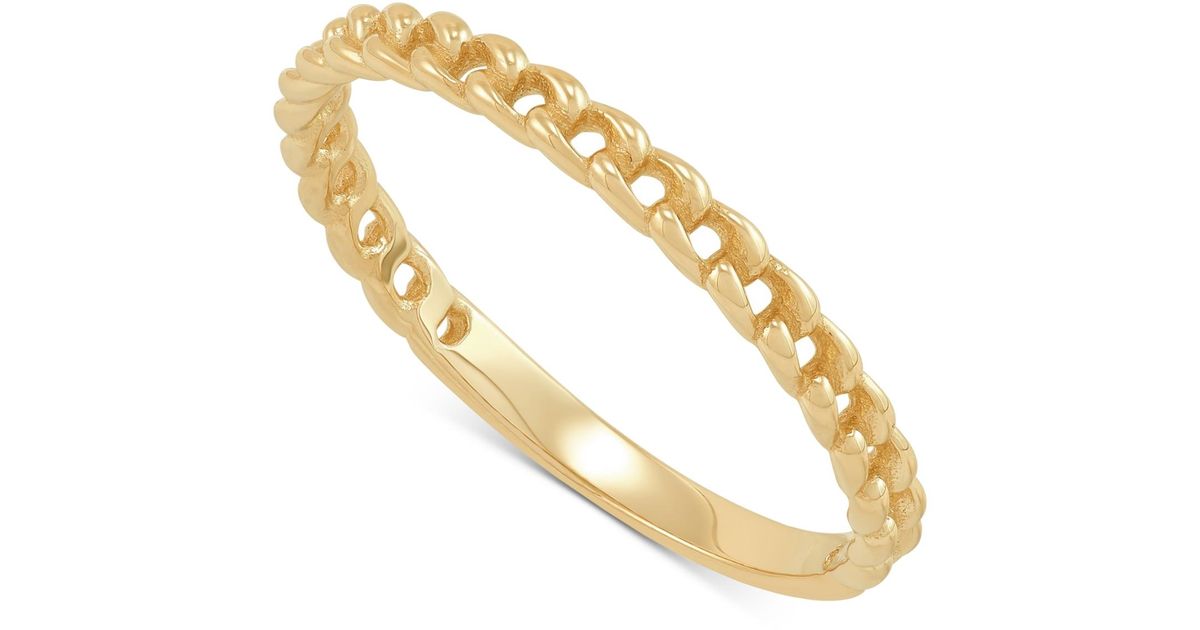 Macy's Polished Ribbed Texture Open Curb Link Design Stack Band in ...