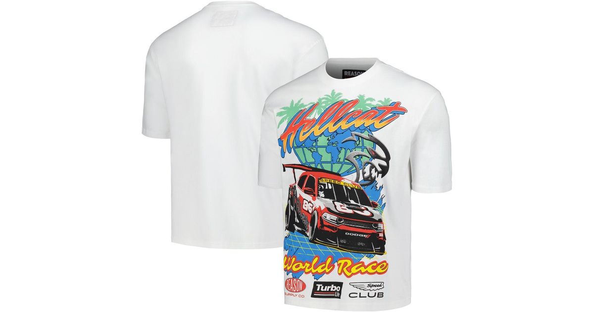 Reason And Dodge Hellcat Racing Graphic Box T-shirt in White | Lyst