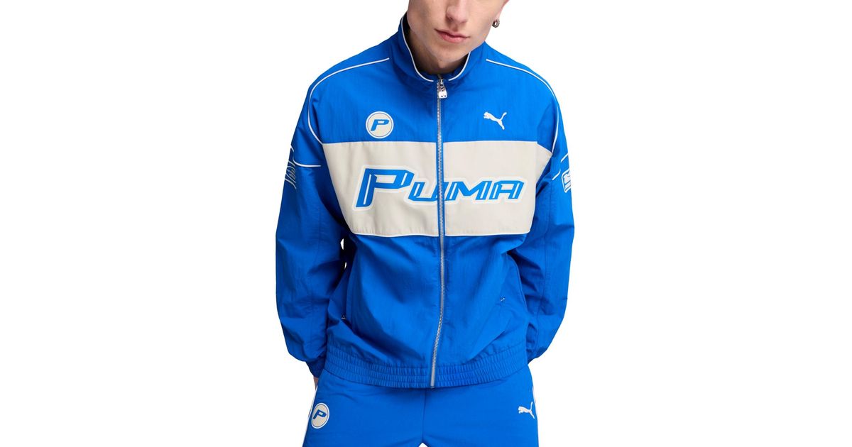 PUMA Relaxed-fit Logo Graphic Track Jacket in Blue for Men | Lyst