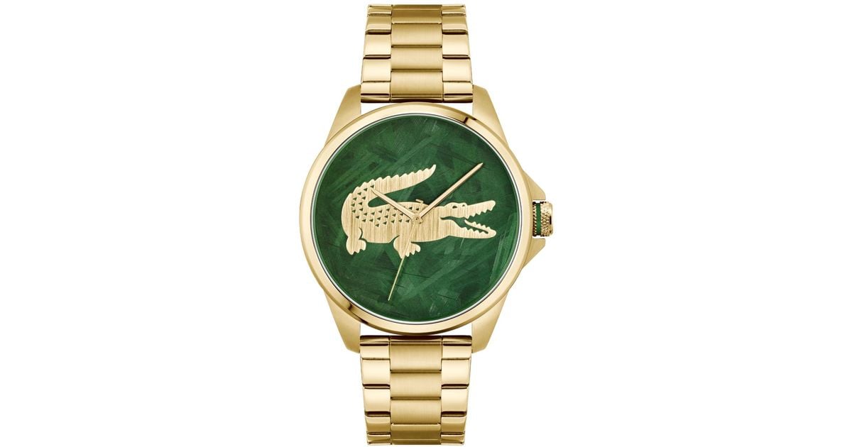 Lacoste Le Croc Tone Stainless Steel Bracelet Watch in Green for Men | Lyst