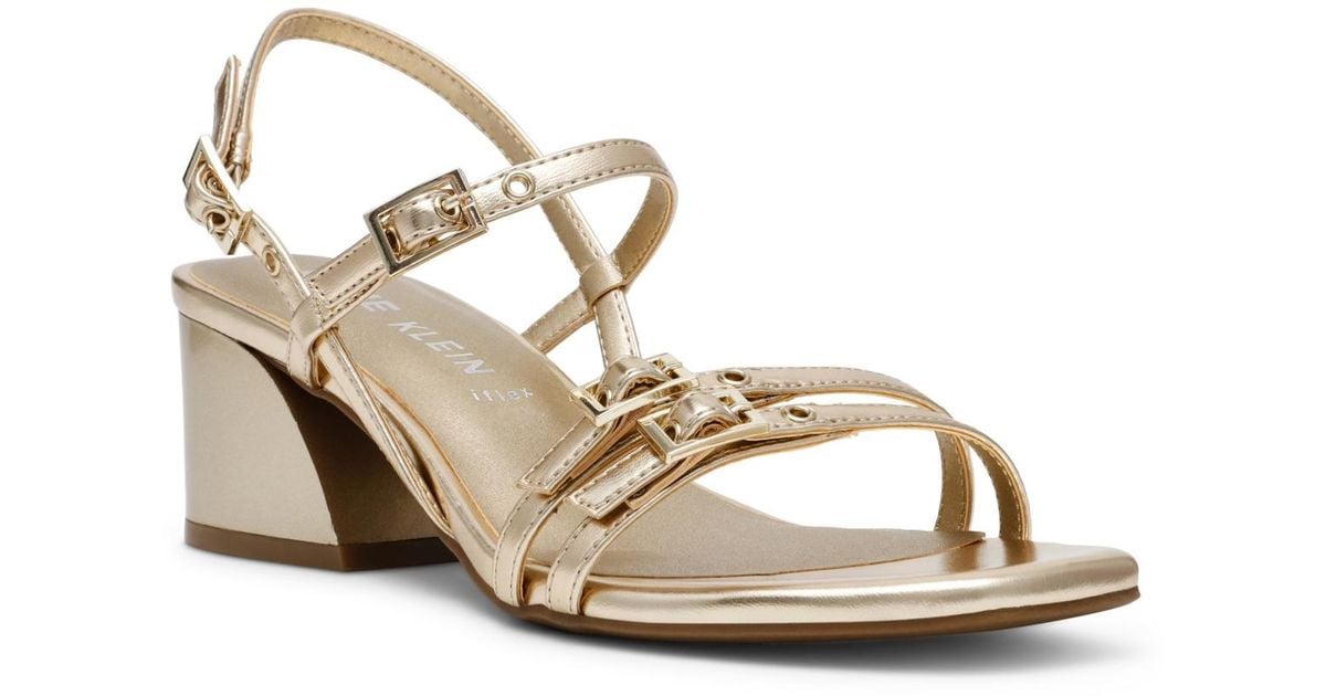 Anne Klein Mackenzie Strappy Buckle Block Heel Dress Sandals in ...