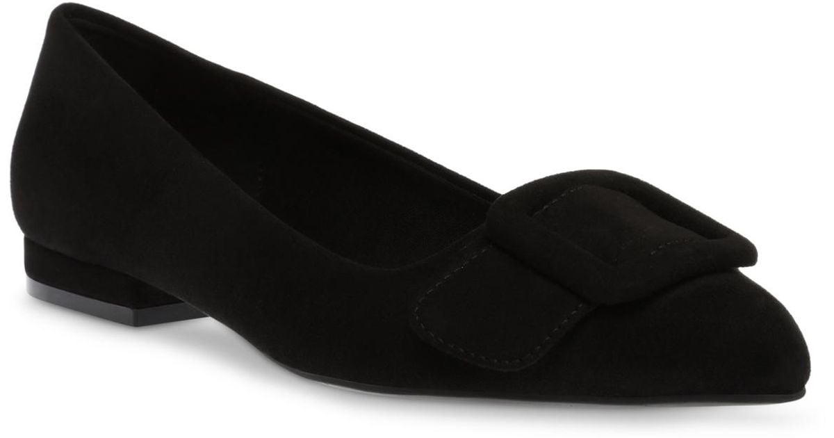 Anne Klein Kalea Pointed Toe Buckle Flats in Black | Lyst