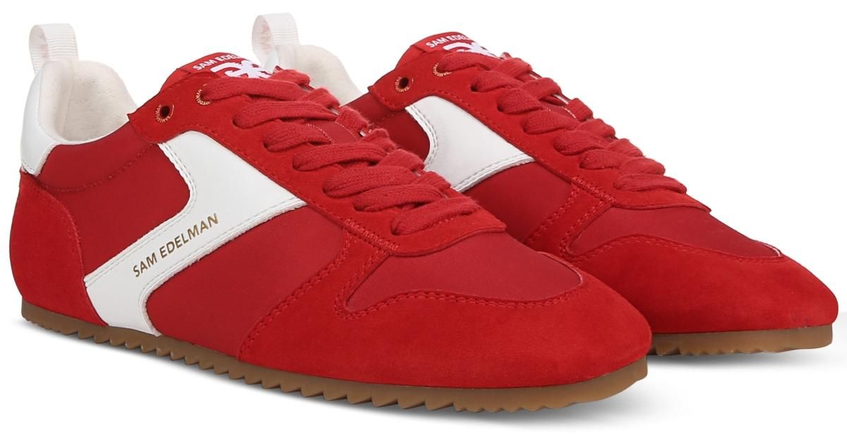 Sam Edelman Zaria Lace-up Sneakers in Red | Lyst