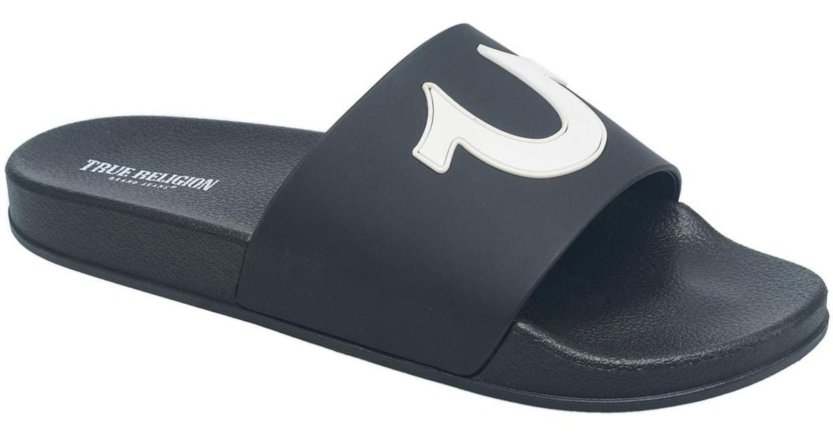 True Religion 112 Logo Slide in Blue | Lyst