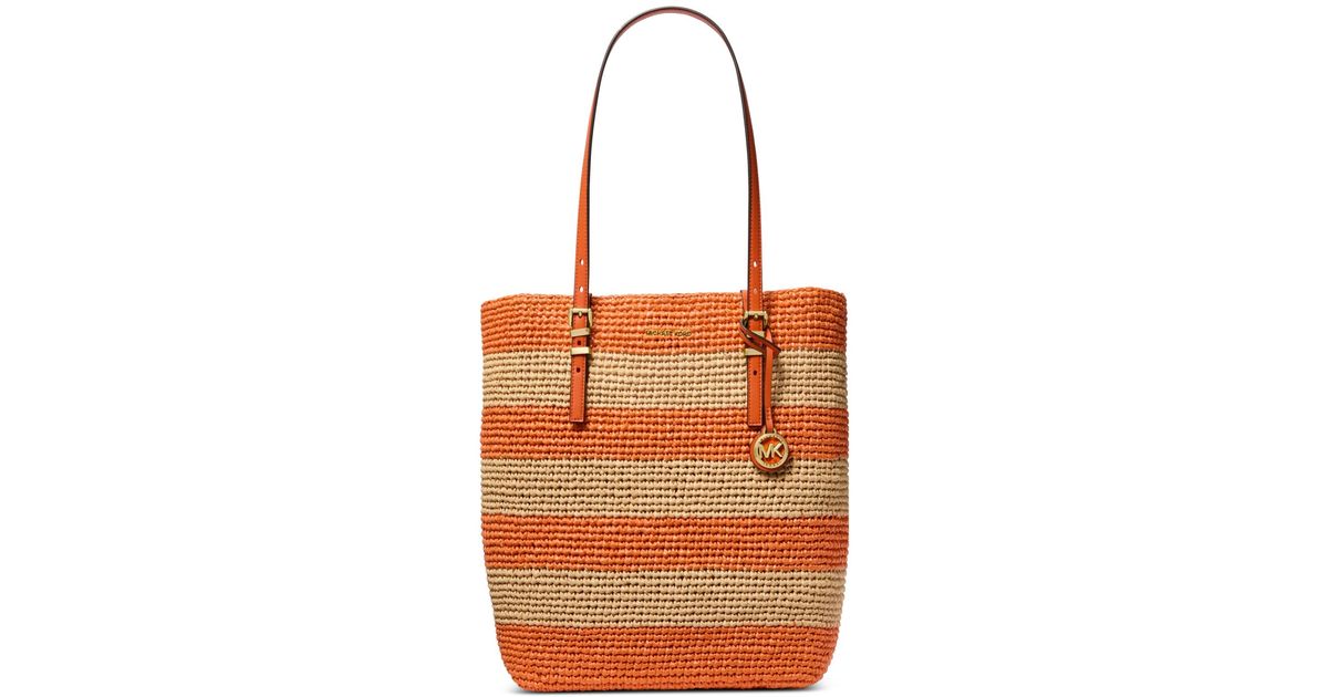 Michael Kors Michael Quinn Large North South Woven Tote in Orange | Lyst