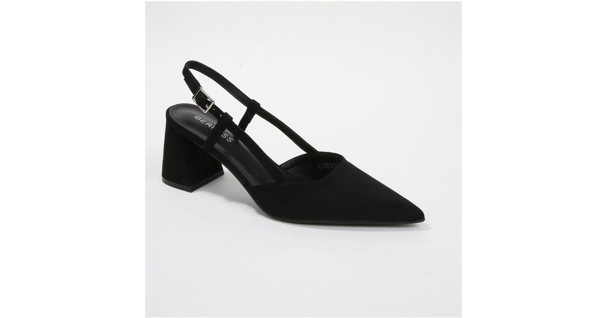 BERNESS Carrington Faux Suede Slingback Block Heel Pumps in Black | Lyst