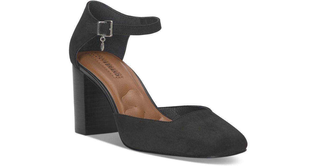Lucky Brand Kanira Square-toe Stacked Heel Pumps in Black | Lyst