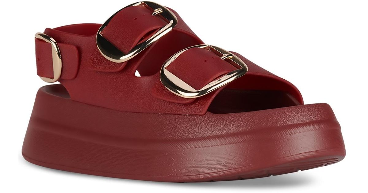 Jeffrey Campbell Blithe Flatform Footbed Sandals in Red | Lyst