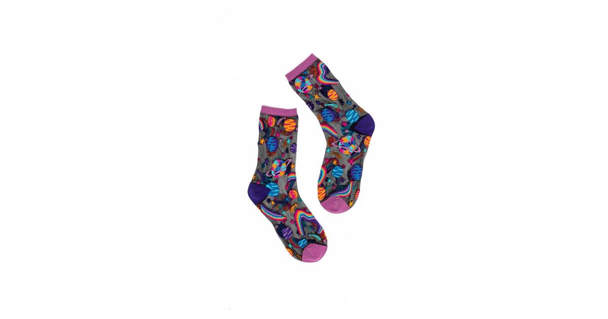 Sock Candy Pop Art Black Sheer Sock in Blue | Lyst