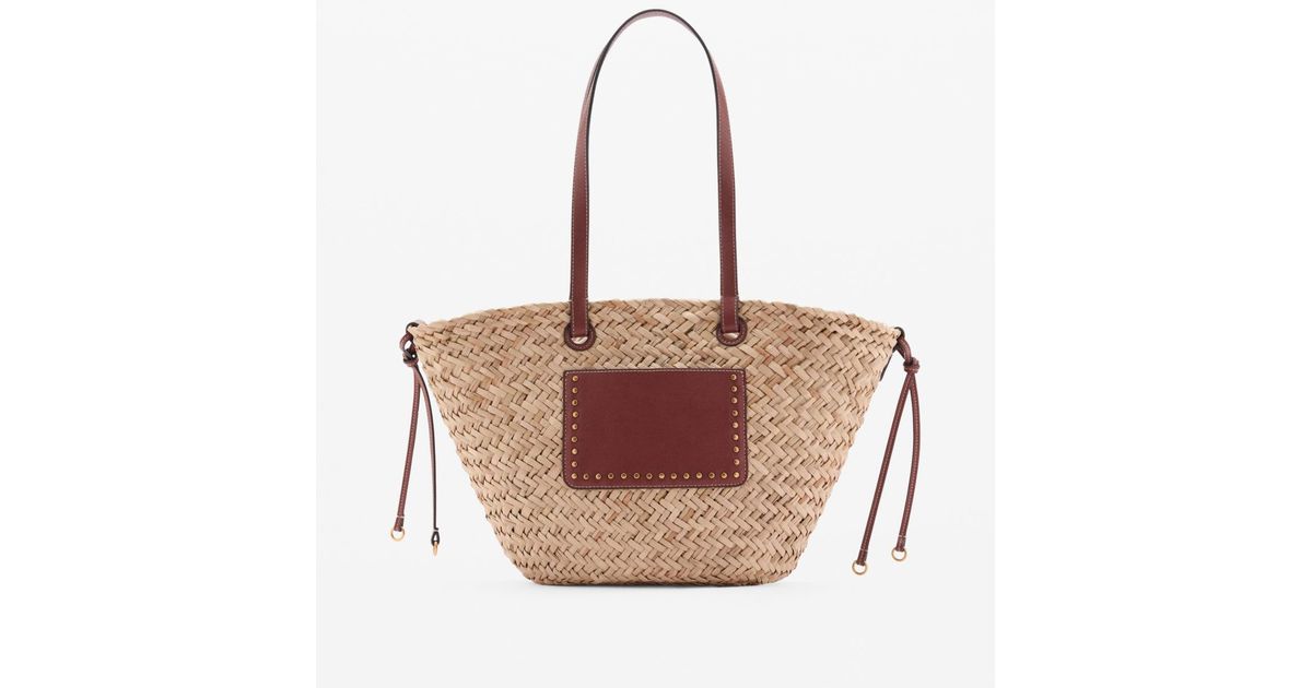 Mango Natural Fiber Double Handle Shoulder Bag | Lyst