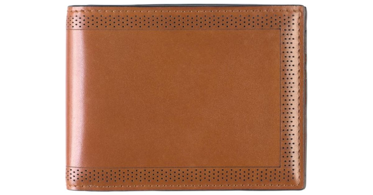 Johnston & Murphy Perforated Edge Billfold Wallet in Brown for Men | Lyst
