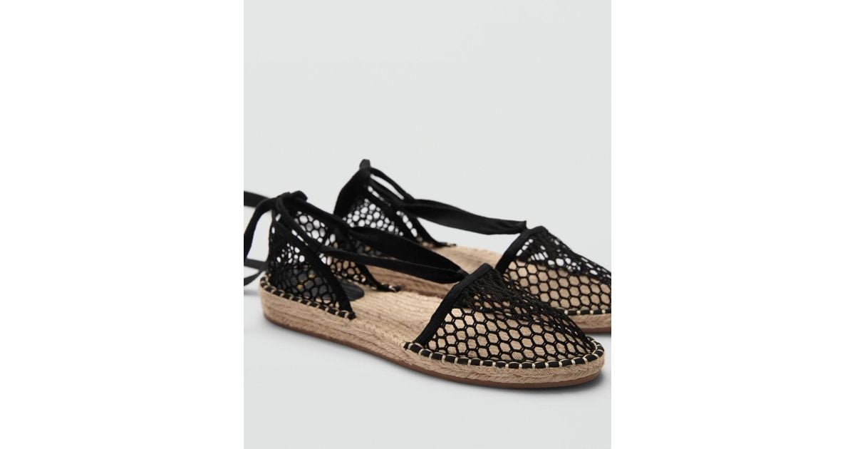 Mango Openwork Espadrilles in Black | Lyst