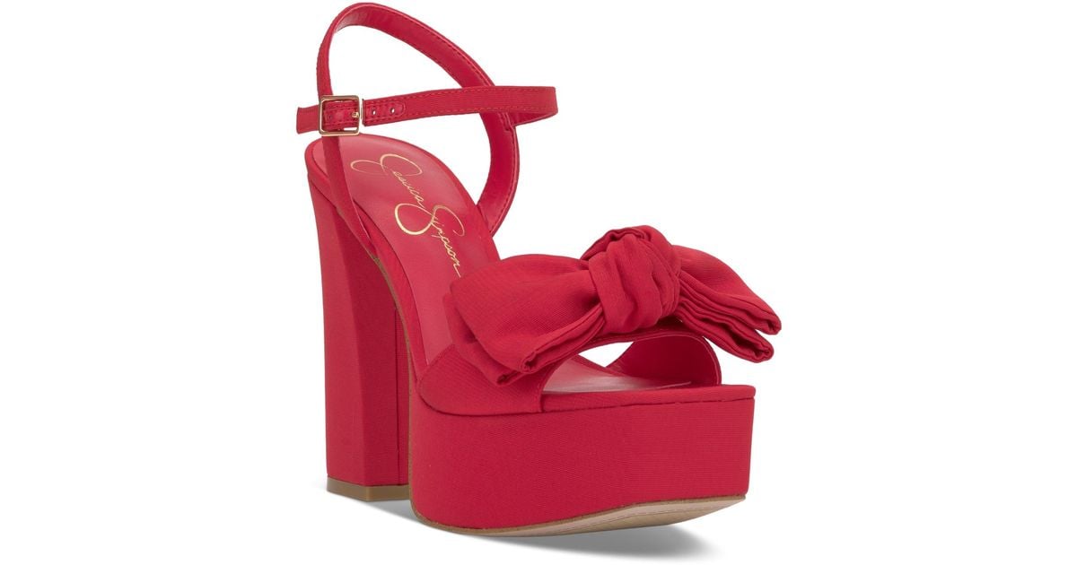 Jessica Simpson Lollien Bow Platform Sandals in Red | Lyst