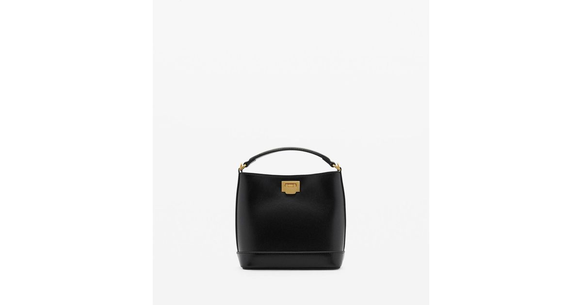 Mango Rear Padlock Mini-shopper Bag in Black | Lyst
