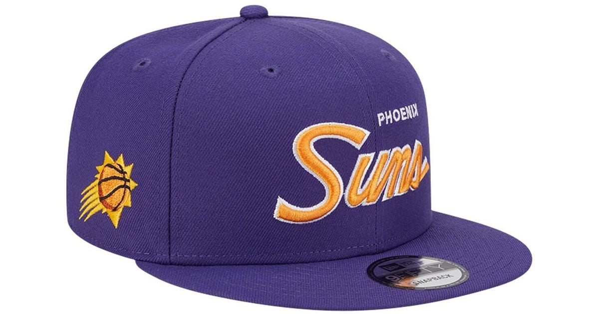 KTZ Phoenix Suns Script Side Patch 9fifty Snapback Hat in Blue for Men ...